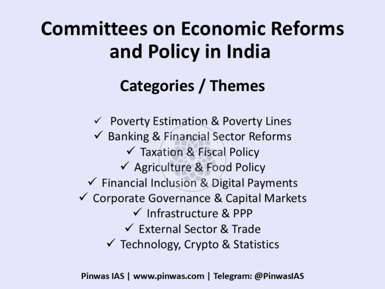 Committees on Economic Reforms in India (1950–2025)